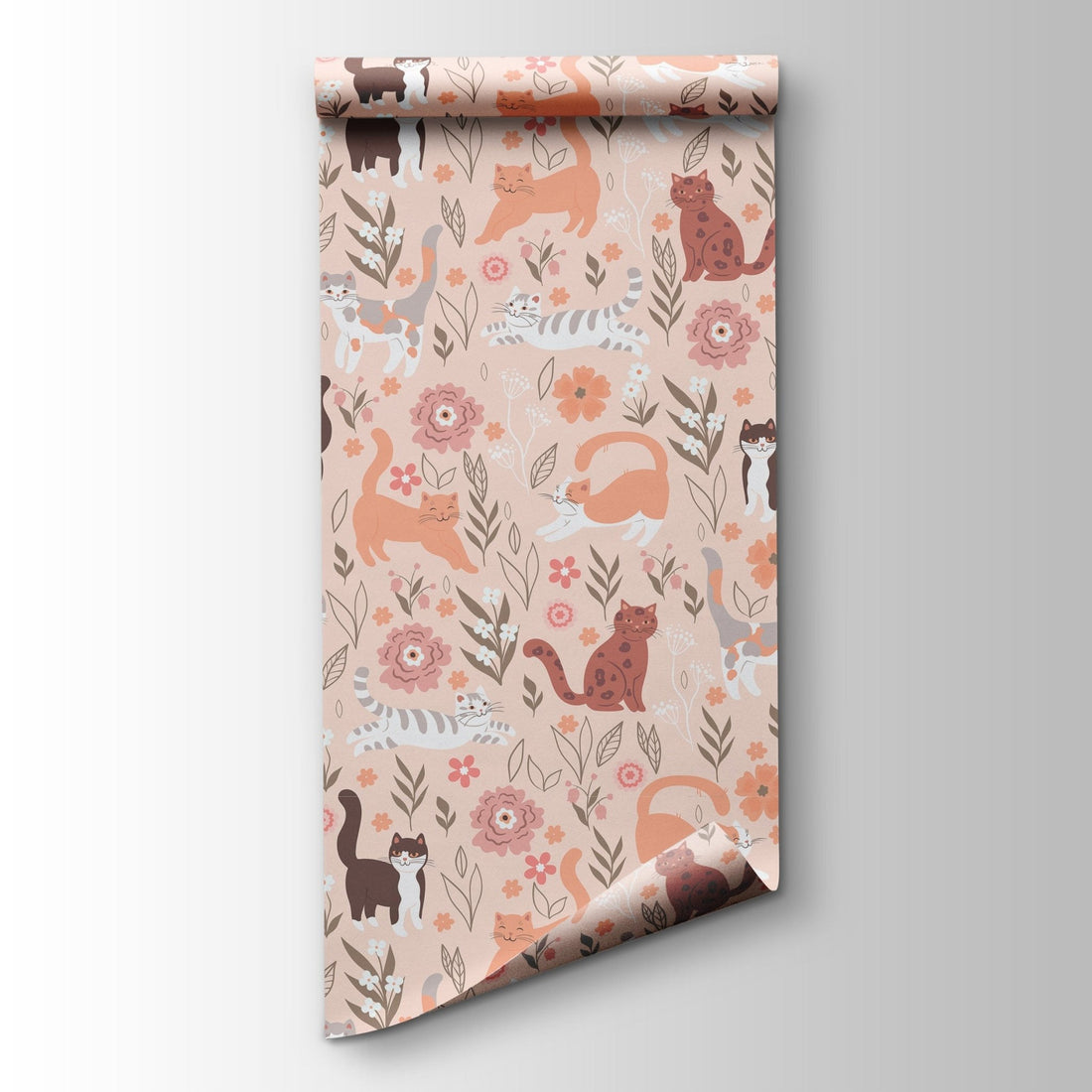 Cats Wallpaper Peel and stick, Removable Nursery wallpaper, Kids room ...