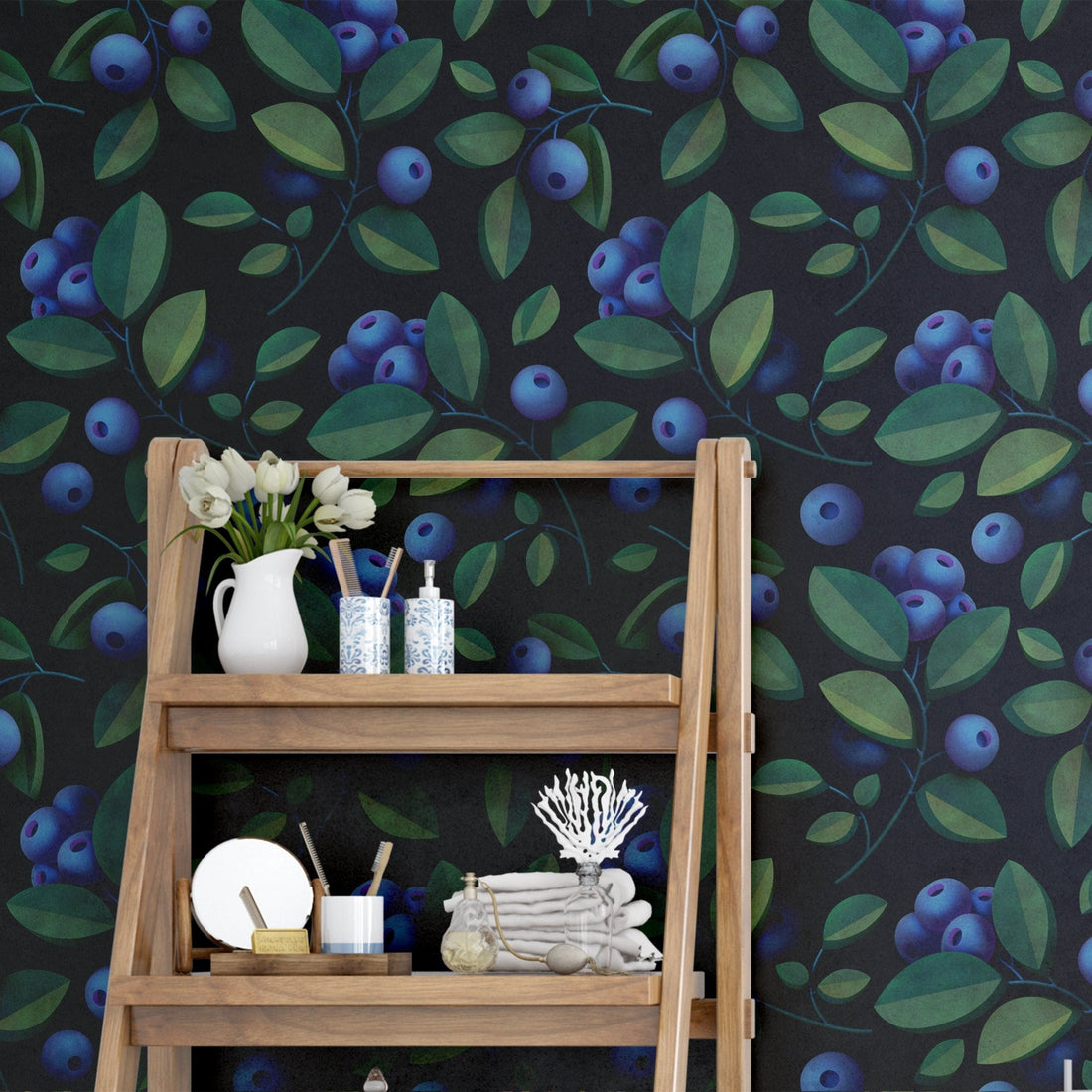 Dark wallpaper blueberry wall mural, peel and stick or traditional ...