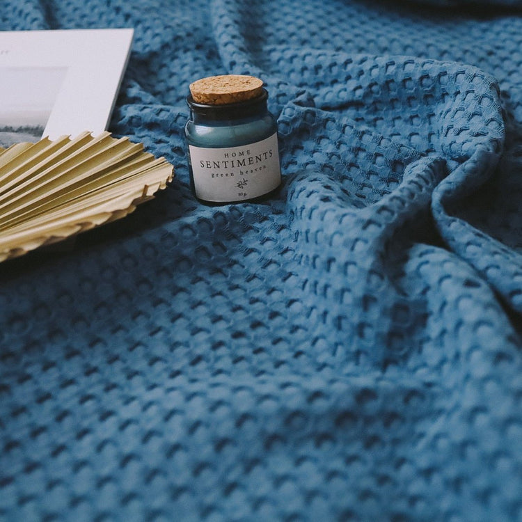 Navy Blue Waffle Blanket Premium cotton, natural bedding - Scandi Home ...