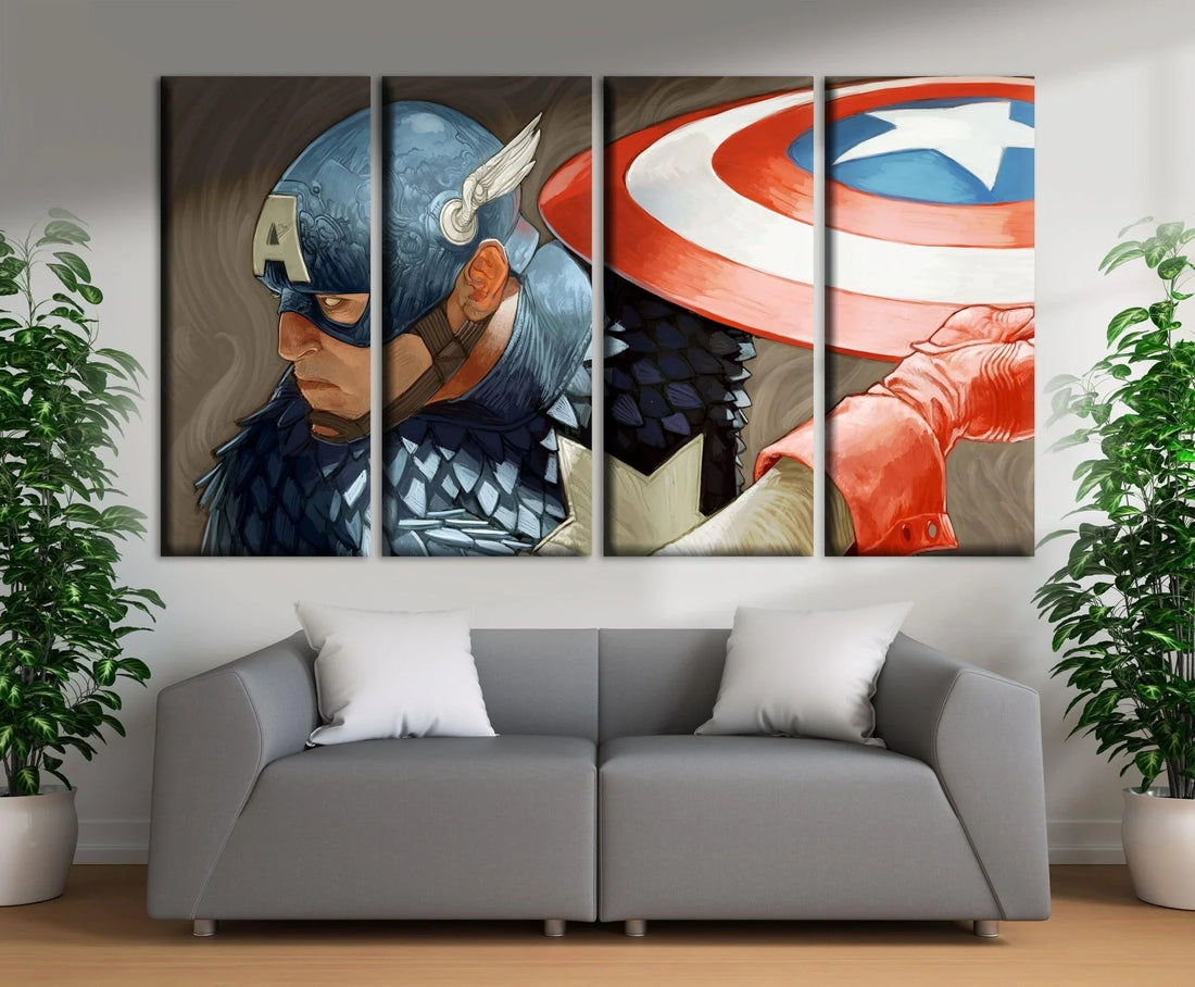 Captain America poster Marvel wall art Super Hero Canvas print - Scandi ...