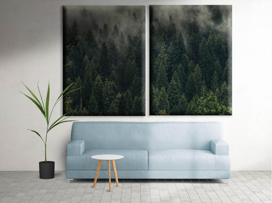 Foggy Forest Wall Art Extra Large Wall Art Landscape - Scandi Home ...