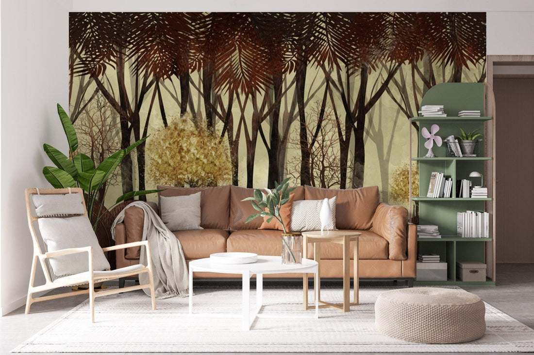 Forest Wall Mural Peel and stick Under the Tree Wallpaper Trees Wall ...