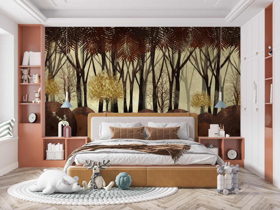 Forest Wall Mural Peel and stick Under the Tree Wallpaper Trees Wall ...