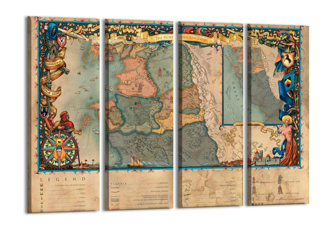 Witcher Map Antique Map Extra Large Map For Wall Witcher Wall Decor The ...