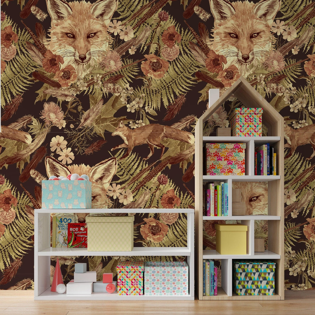 Woodland wallpaper nursery decor peel and stick wallpaper fox wall ...